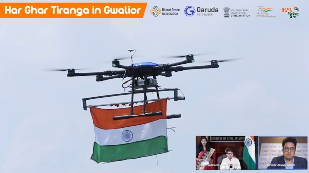 India's Minister of Civil Aviation Raises National Flag with Drone ...